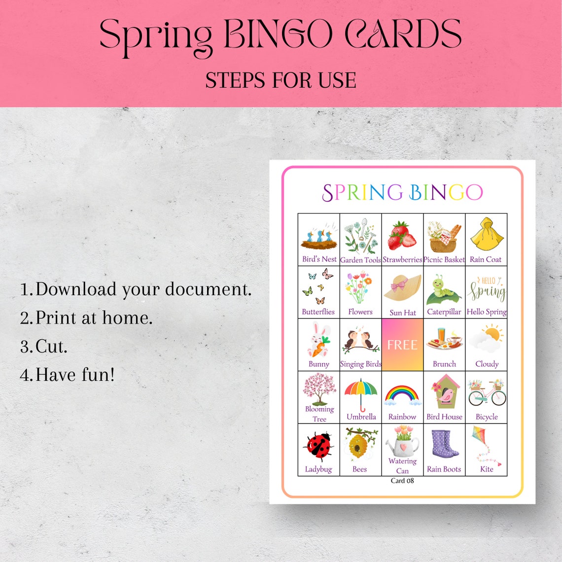 Printable Spring Bingo, 30 Spring Bingo Cards, Spring Bingo Kids ...