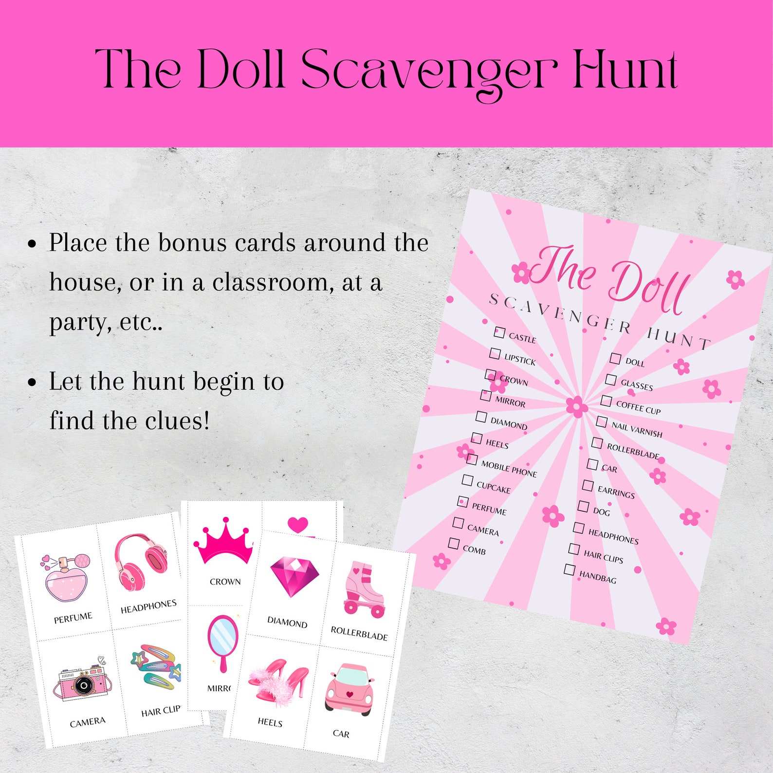 The Barbie Doll Scavenger Hunt for Kids, Indoor Outdoor Barbie Game ...