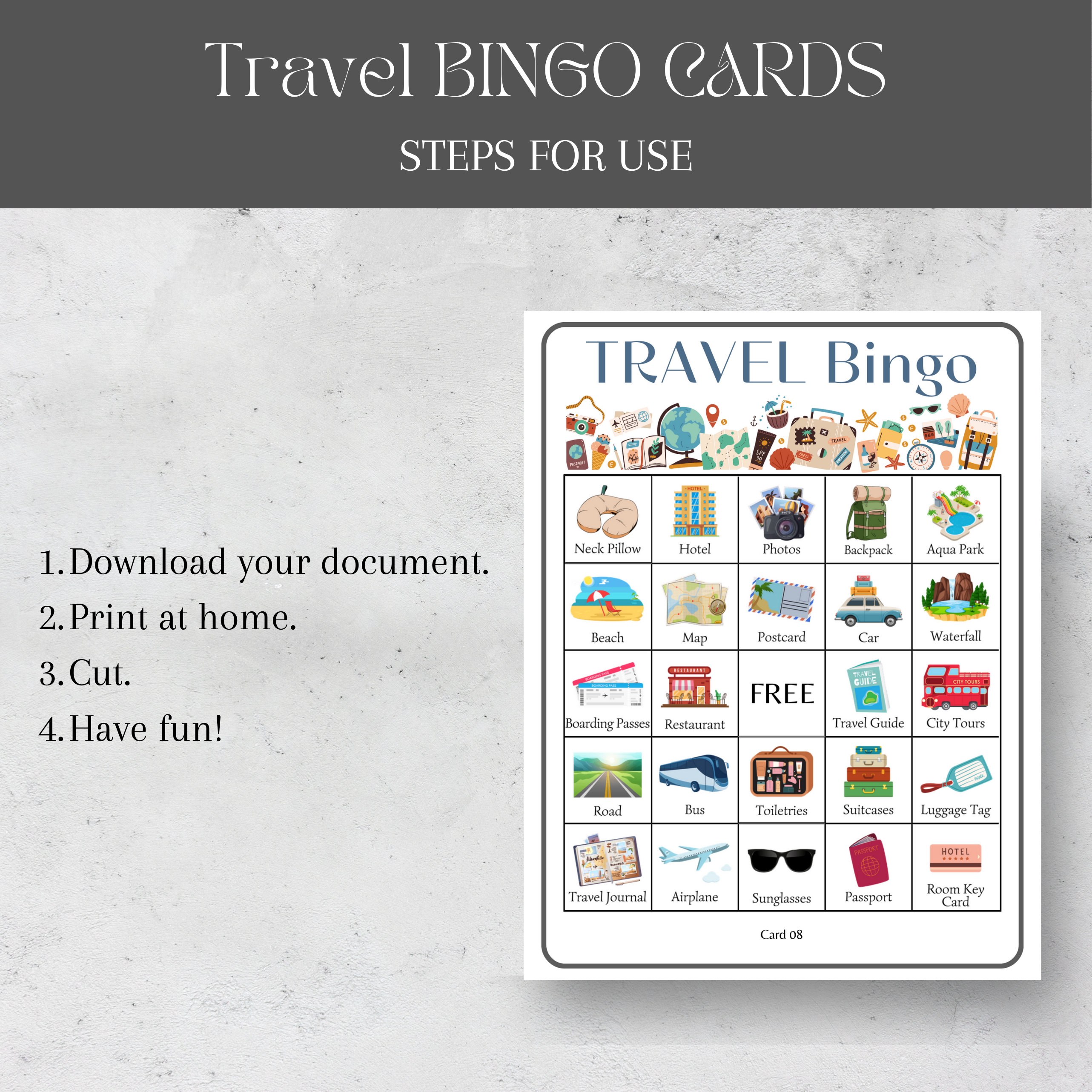 Travel Bingo, 30 Travel Bingo Cards, Road Trip Game, Travel Game ...