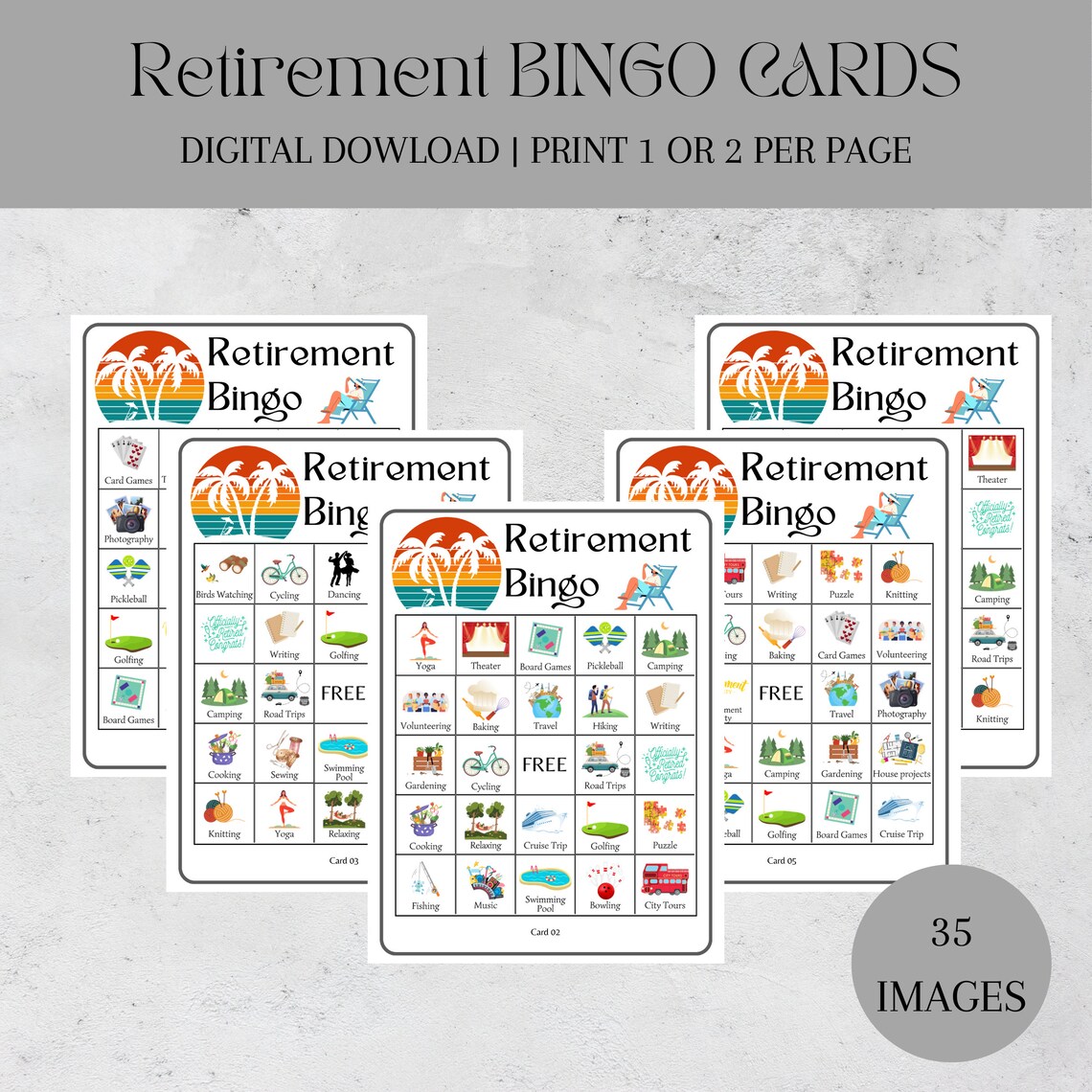 Retirement Bingo, 30 Retirement Bingo Cards, Retirement Activity ...