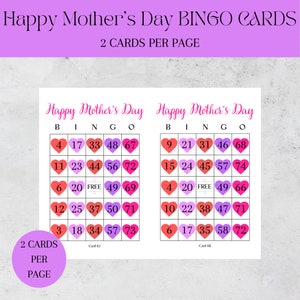 Mother's Day Bingo, 100 Mother's Day Bingo Cards, Printable Mother's ...