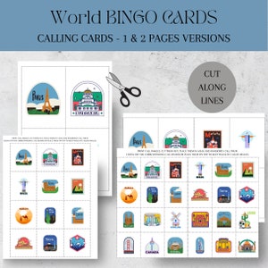 World Bingo, 30 World Bingo Cards, World Game, Travel Game, Travel ...