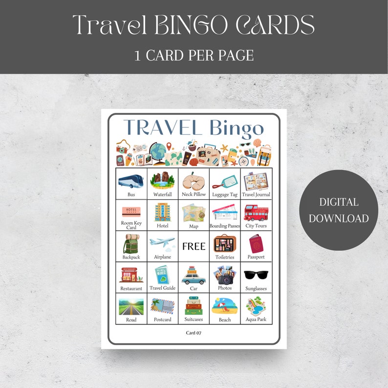 Travel Bingo, 30 Travel Bingo Cards, Road Trip Game, Travel Game ...