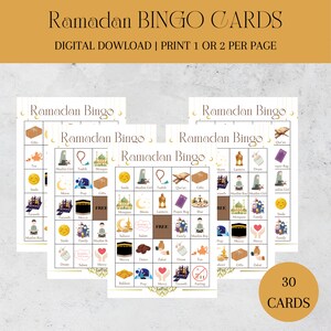Ramadan Bingo Cards, 30 Printable Bingo Cards, Printable Bingo, Ramadan ...