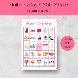 Printable Mother's Day Bingo, 30 Mother's Day Bingo Cards, Mother's Day ...