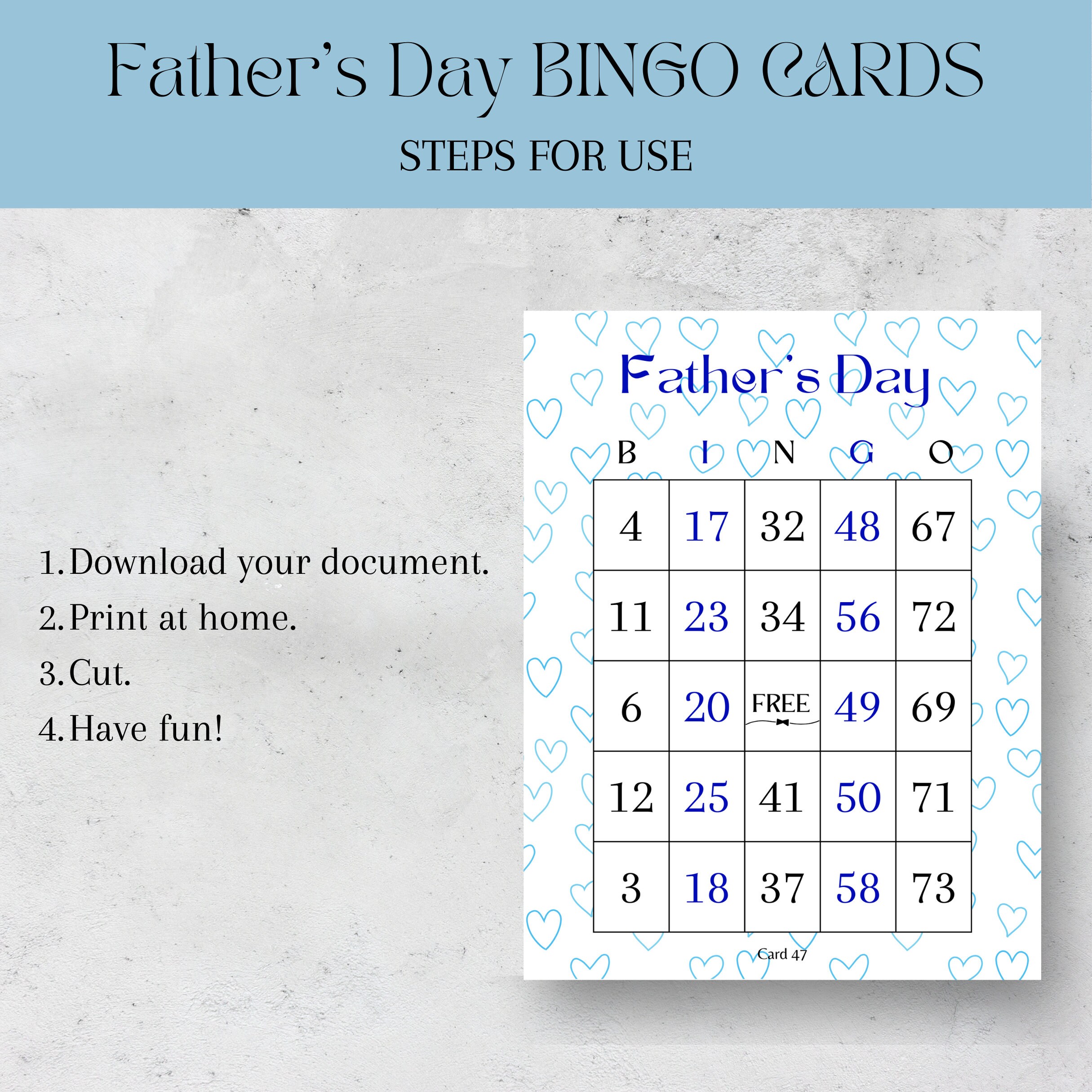 Father's Day Bingo, 60 Father's Day Bingo Cards, Printable Father's Day ...