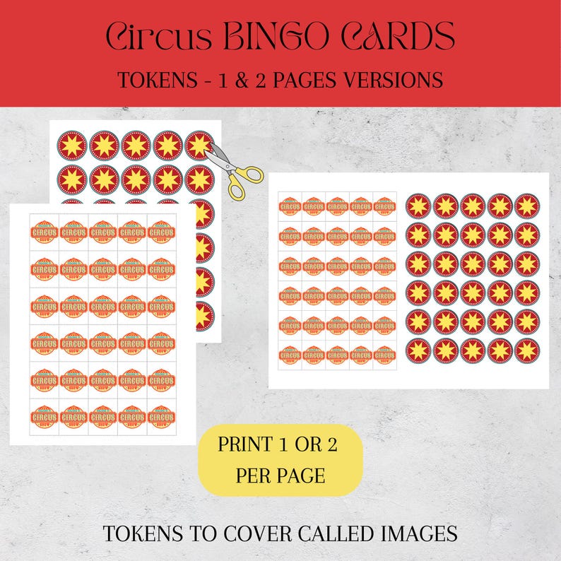 Circus Bingo, 30 Printable Circus Bingo Cards, Circus Party Game ...