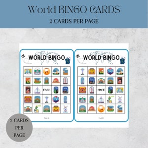 World Bingo, 30 World Bingo Cards, World Game, Travel Game, Travel ...
