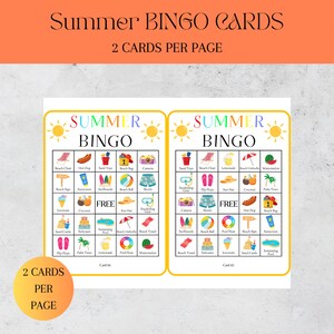 Summer Bingo, 30 Summer Bingo Cards, Summer Game, Summer Activities ...