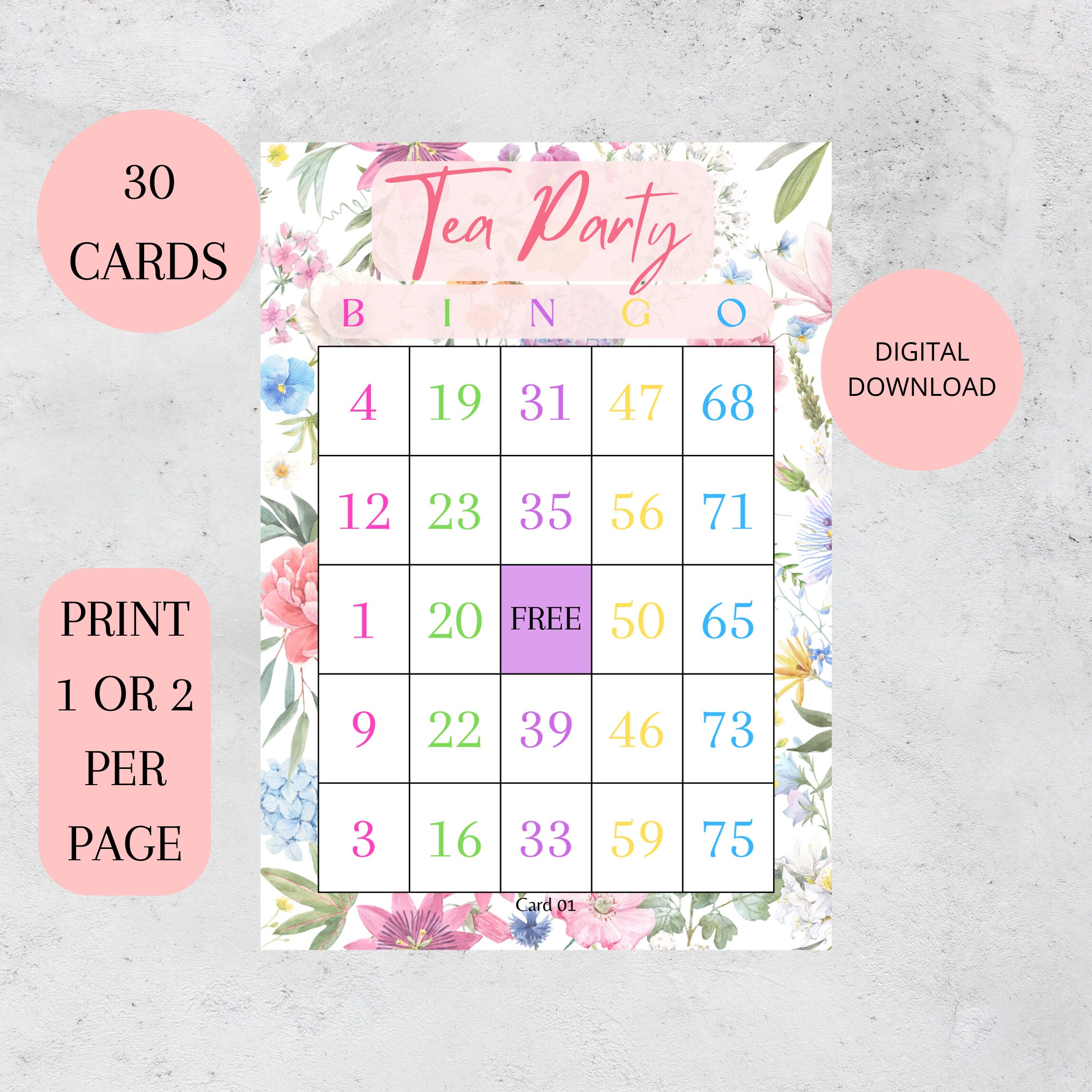 Tea Party Bingo, 30 Printable Tea Party Bingo Cards, Tea Party Game ...