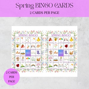 Printable Spring Bingo, 30 Spring Bingo Cards, Spring Bingo Kids ...
