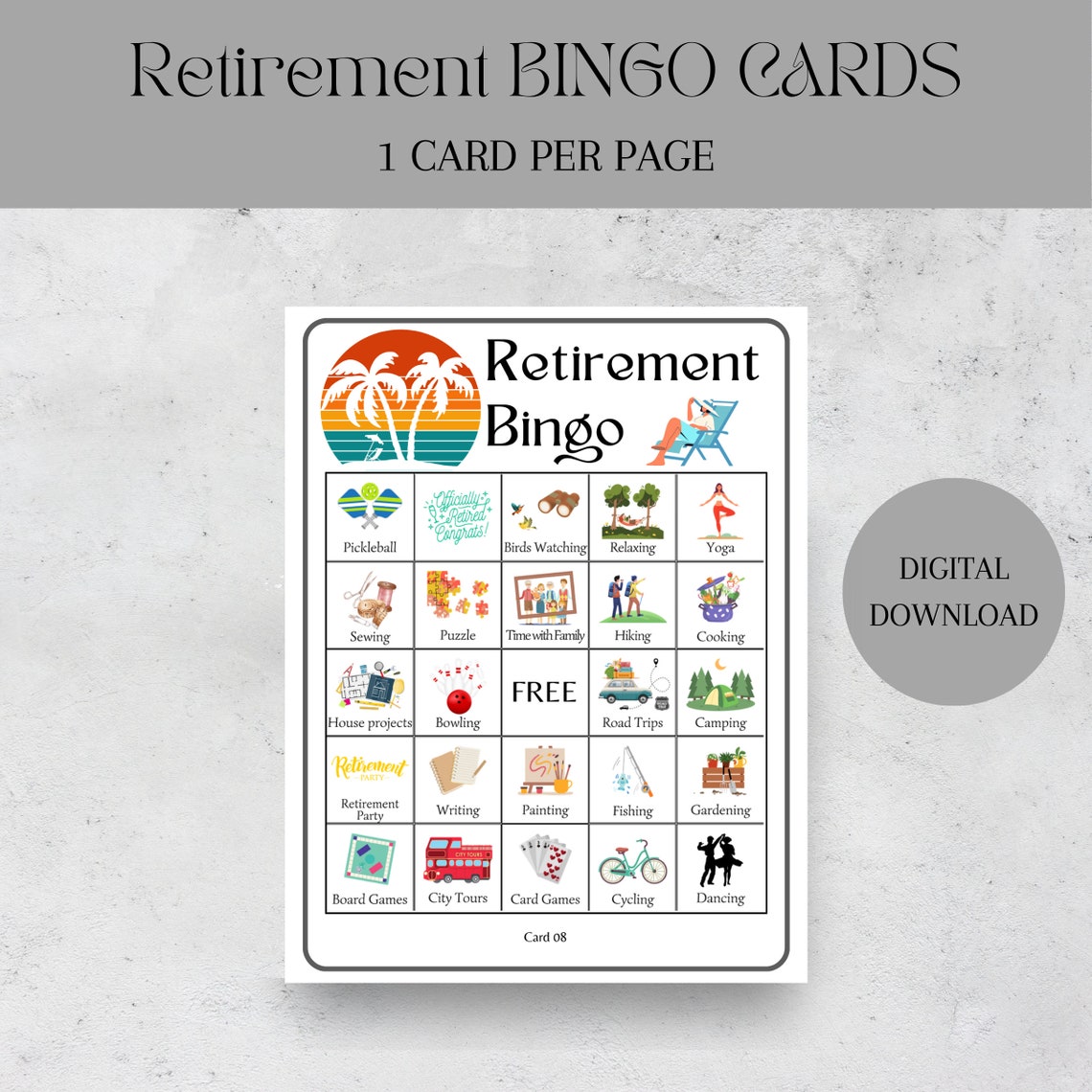 Retirement Bingo, 30 Retirement Bingo Cards, Retirement Activity ...