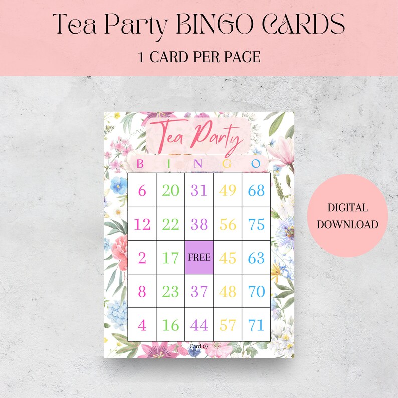Tea Party Bingo, 30 Printable Tea Party Bingo Cards, Tea Party Game ...