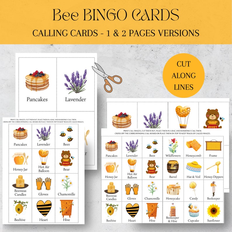 Bee Bingo, Printable 30 Bee Bingo Game Cards, Garden Party Bingo, Bee ...