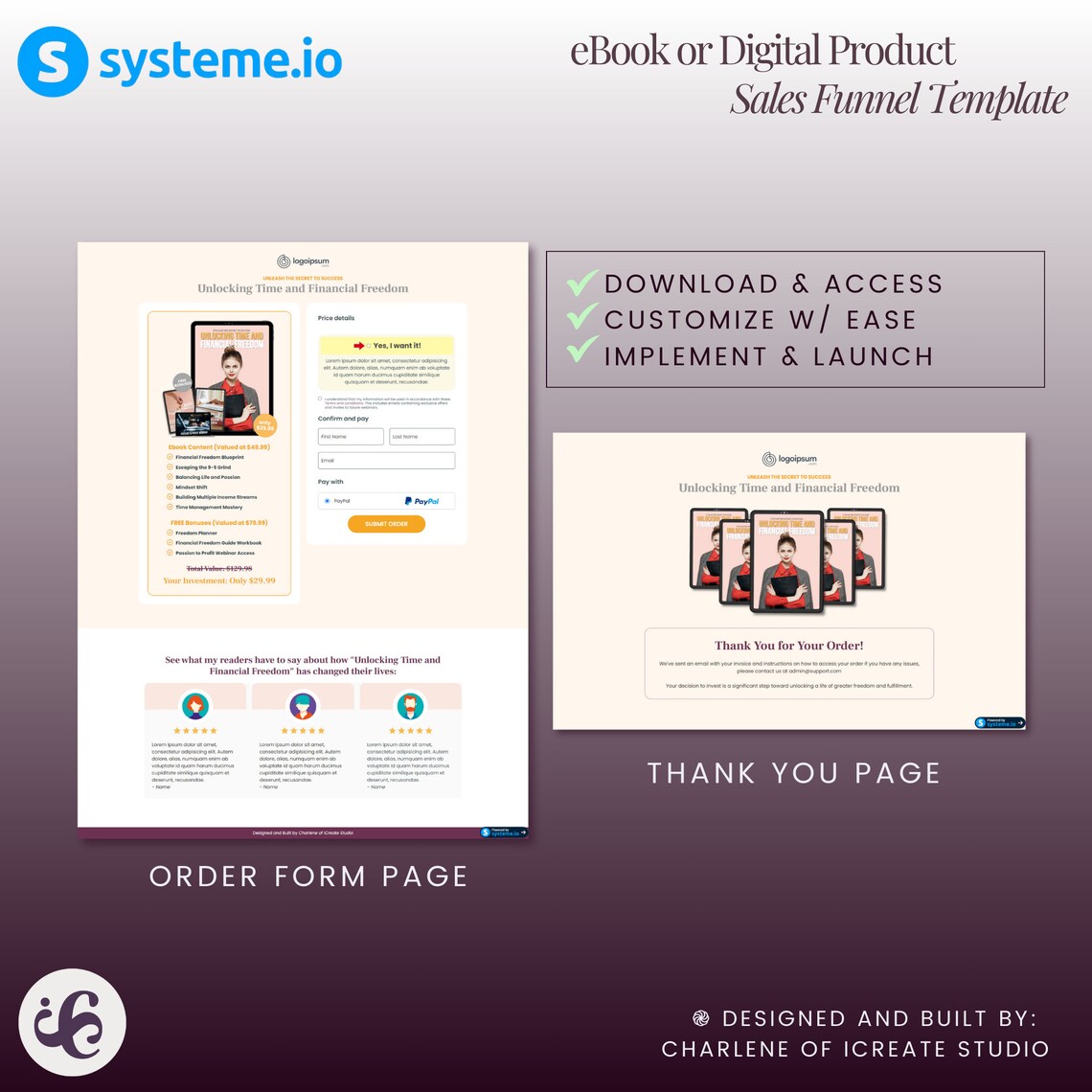 Systeme.io Template Ebook or Digital Product Sales Funnel for Coaches ...