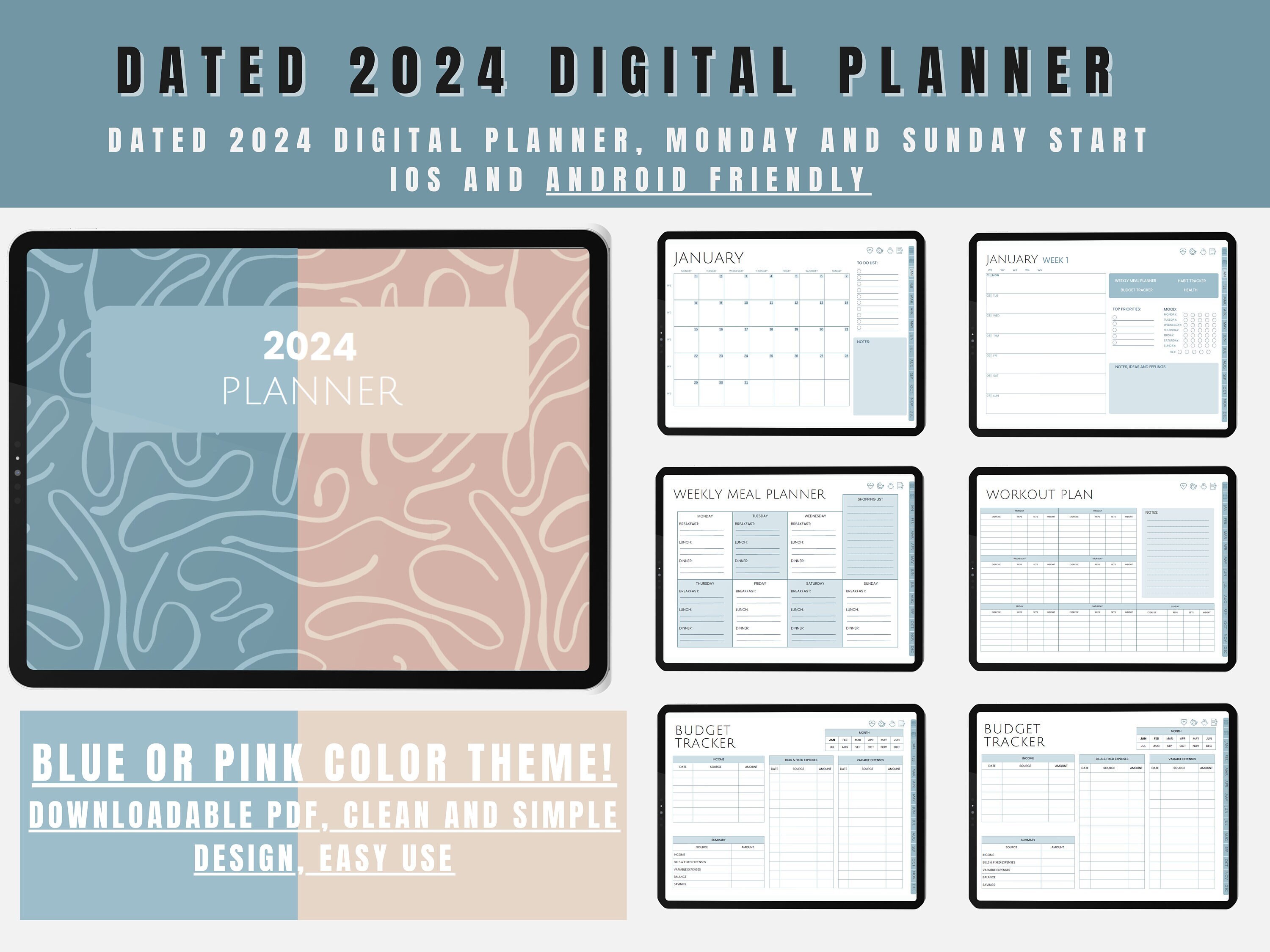 2024 Dated Digital Planner Goodnotes Android Tablet Planner iPad ...