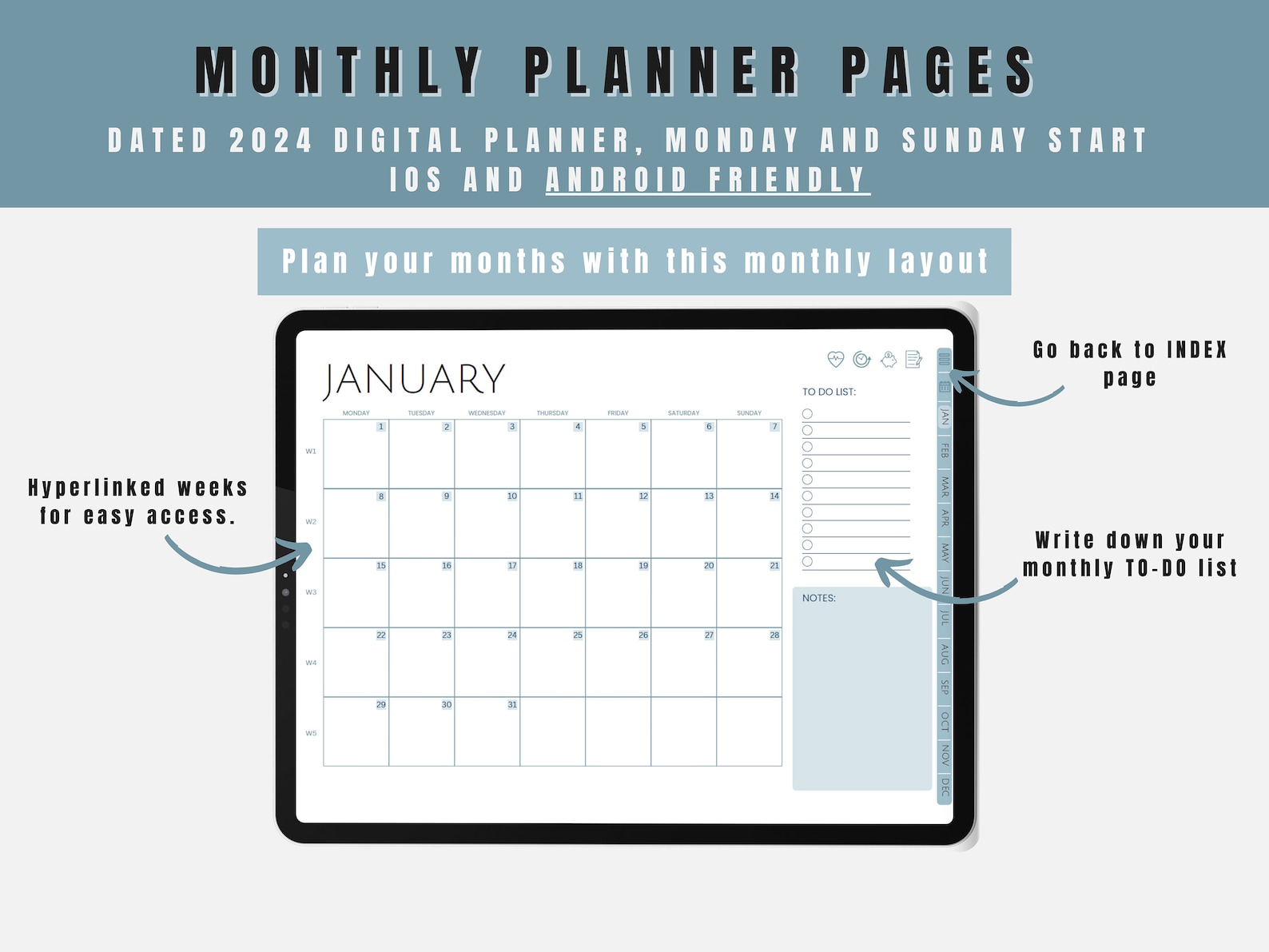 2024 Dated Digital Planner | Goodnotes | Android Tablet Planner | iPad ...