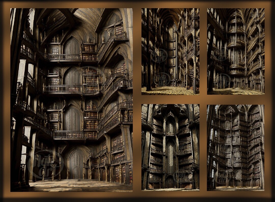 Elvin Grand Library Fantasy Art - Etsy