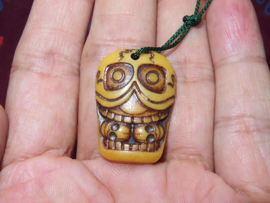 Nepal Tibet Buddhist Carved Yak Bone Unique Citipati Skull Ornament ...