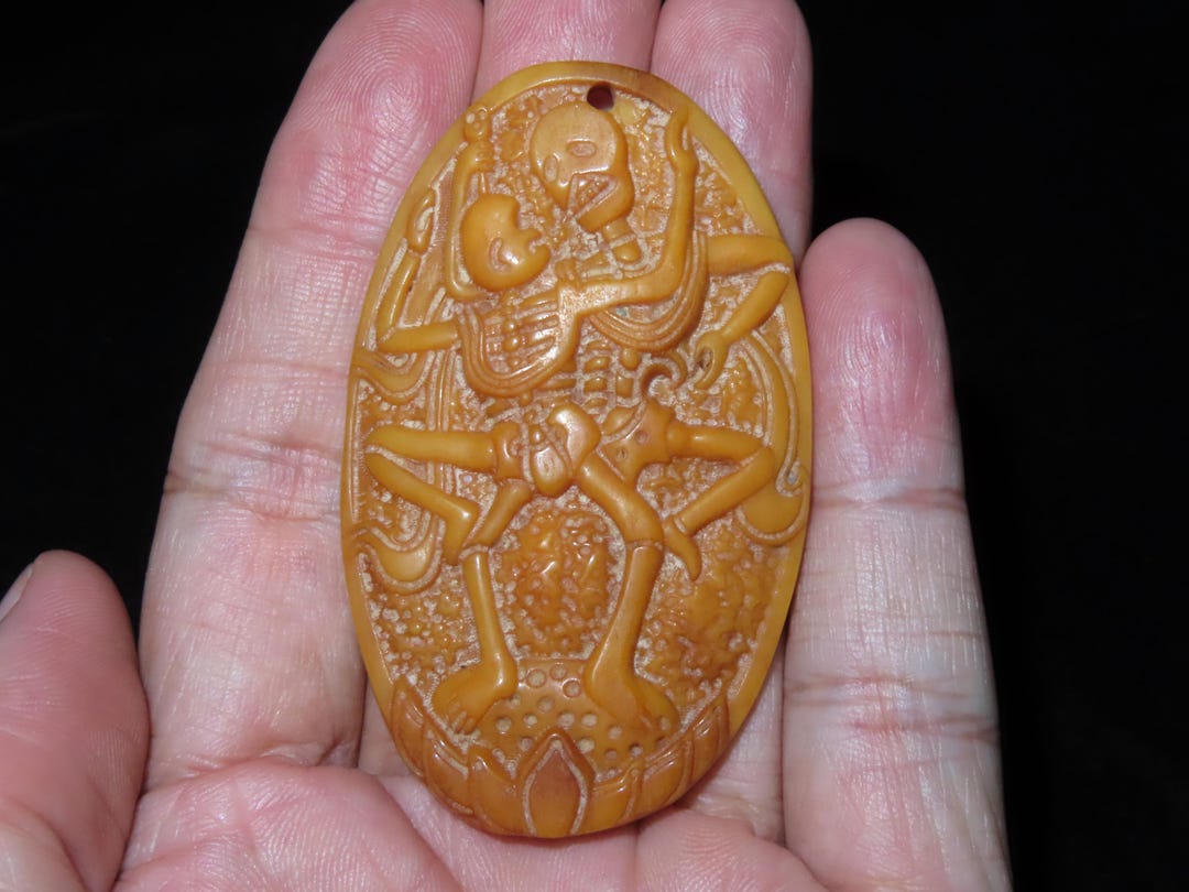 Nepal Tibet Buddhist Yak Bone Twins Dancing Citipati Skeleton Ornament ...