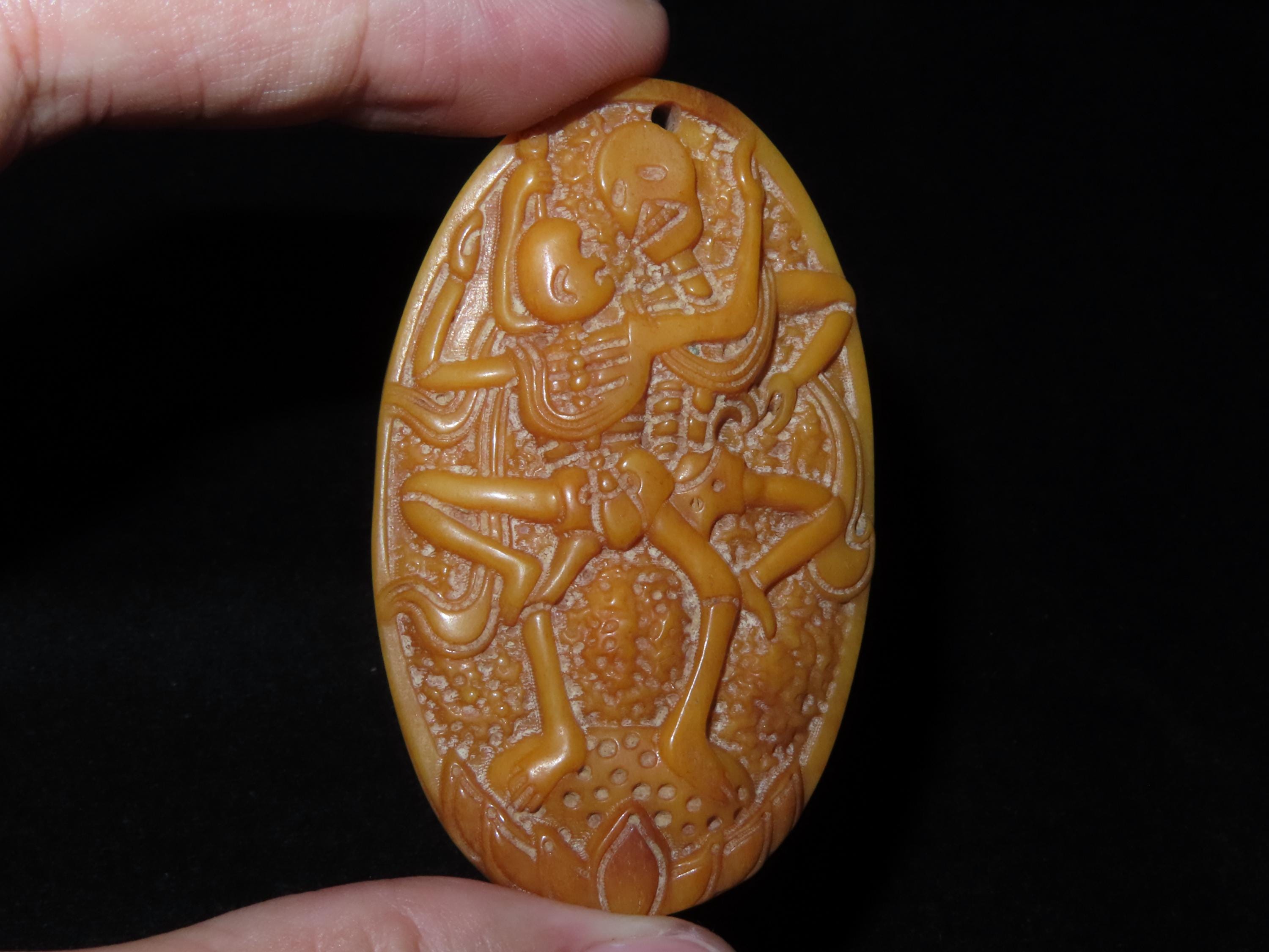 Nepal Tibet Buddhist Yak Bone Twins Dancing Citipati Skeleton Ornament ...