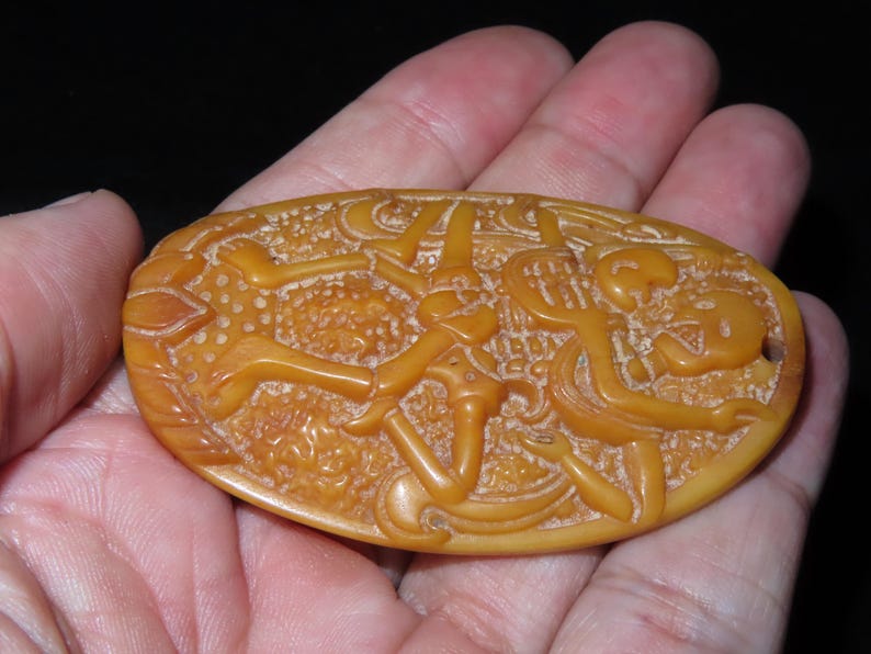 Nepal Tibet Buddhist Yak Bone Twins Dancing Citipati Skeleton Ornament ...