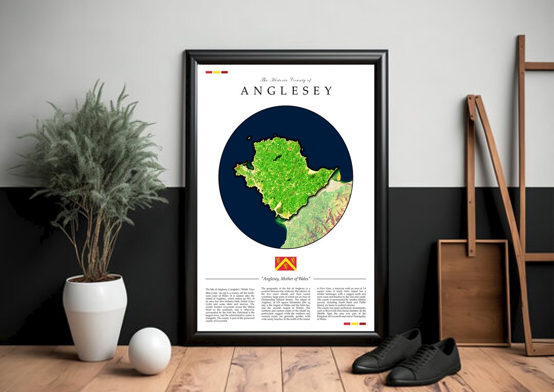 Anglesey Map Print, Anglesey Poster, Historic County Map, Anglesey ...