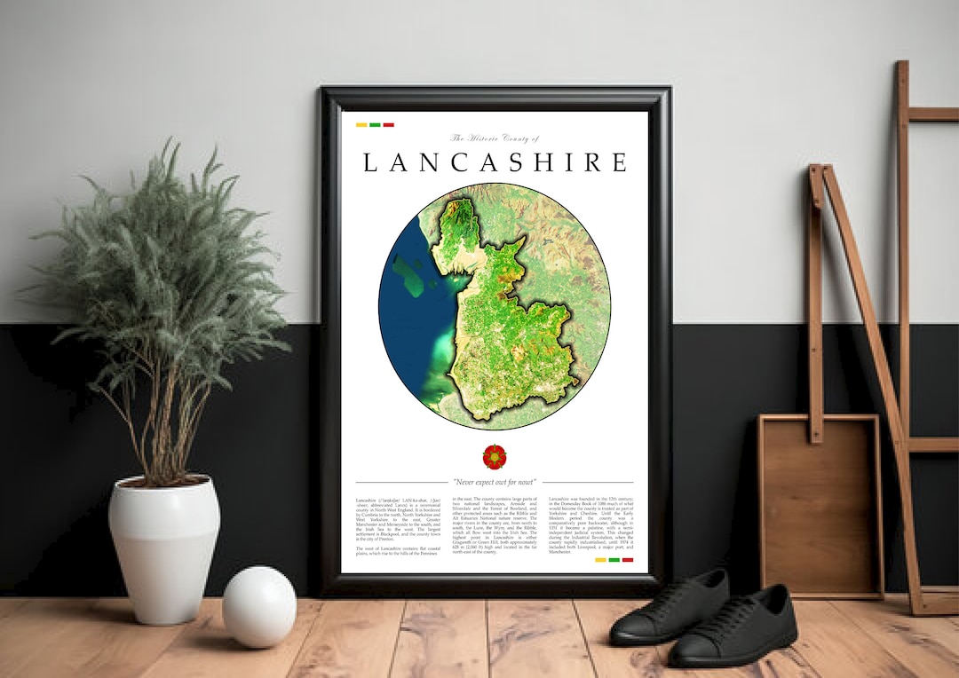 Lancashire Map Print, Lancashire Poster, Historic County Map ...