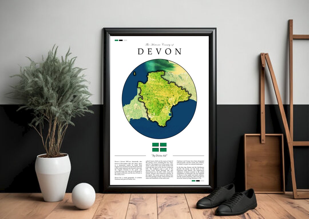 Devon Map Print, Devon Poster, Historic County Map, Devon Print, Devon ...