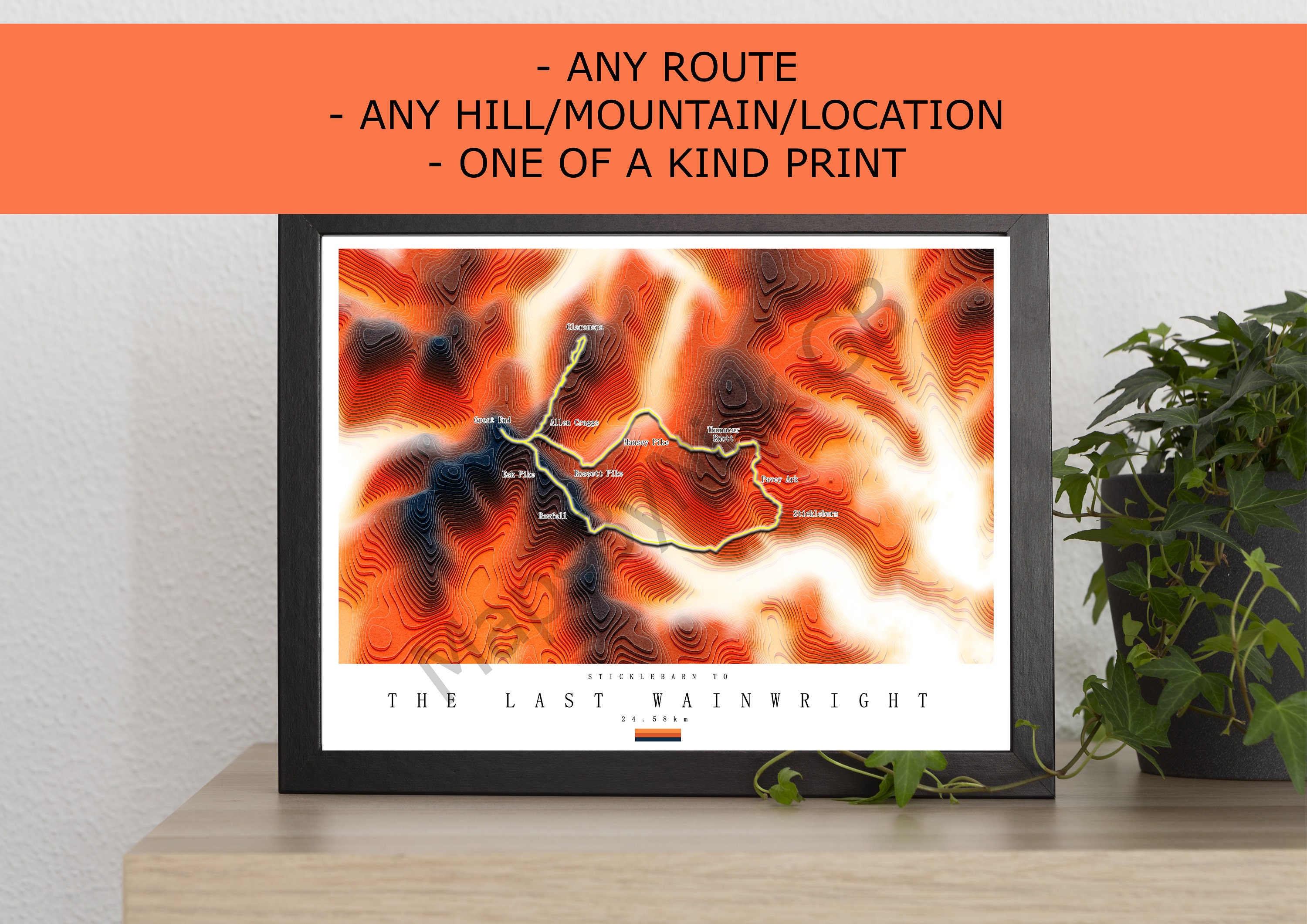 3D Contour Route Map Personalised Route Map Custom Contour Map ...