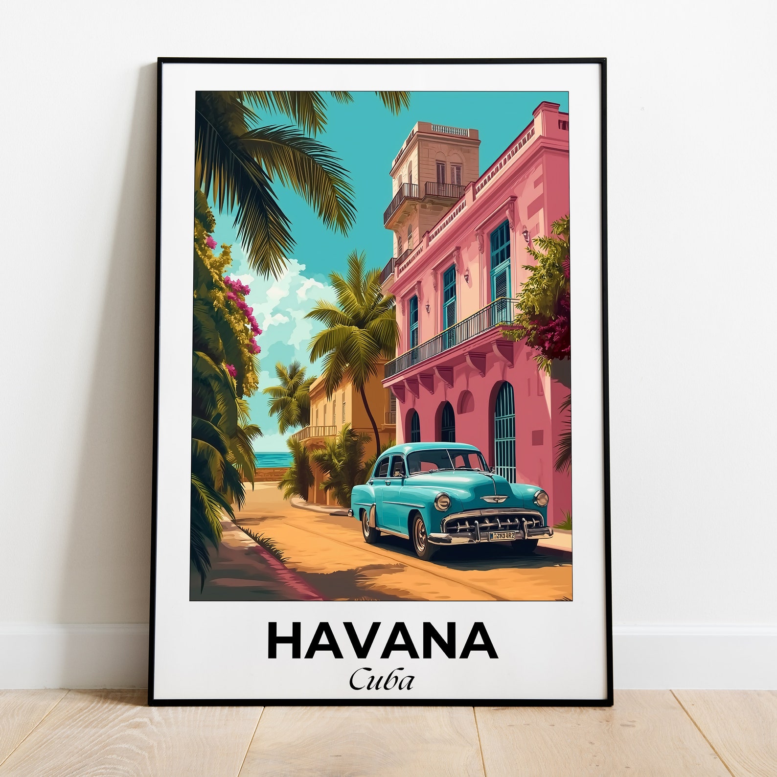 Vintage Havana Travel Poster - Retro Cuban Digital Print - Classic Car ...
