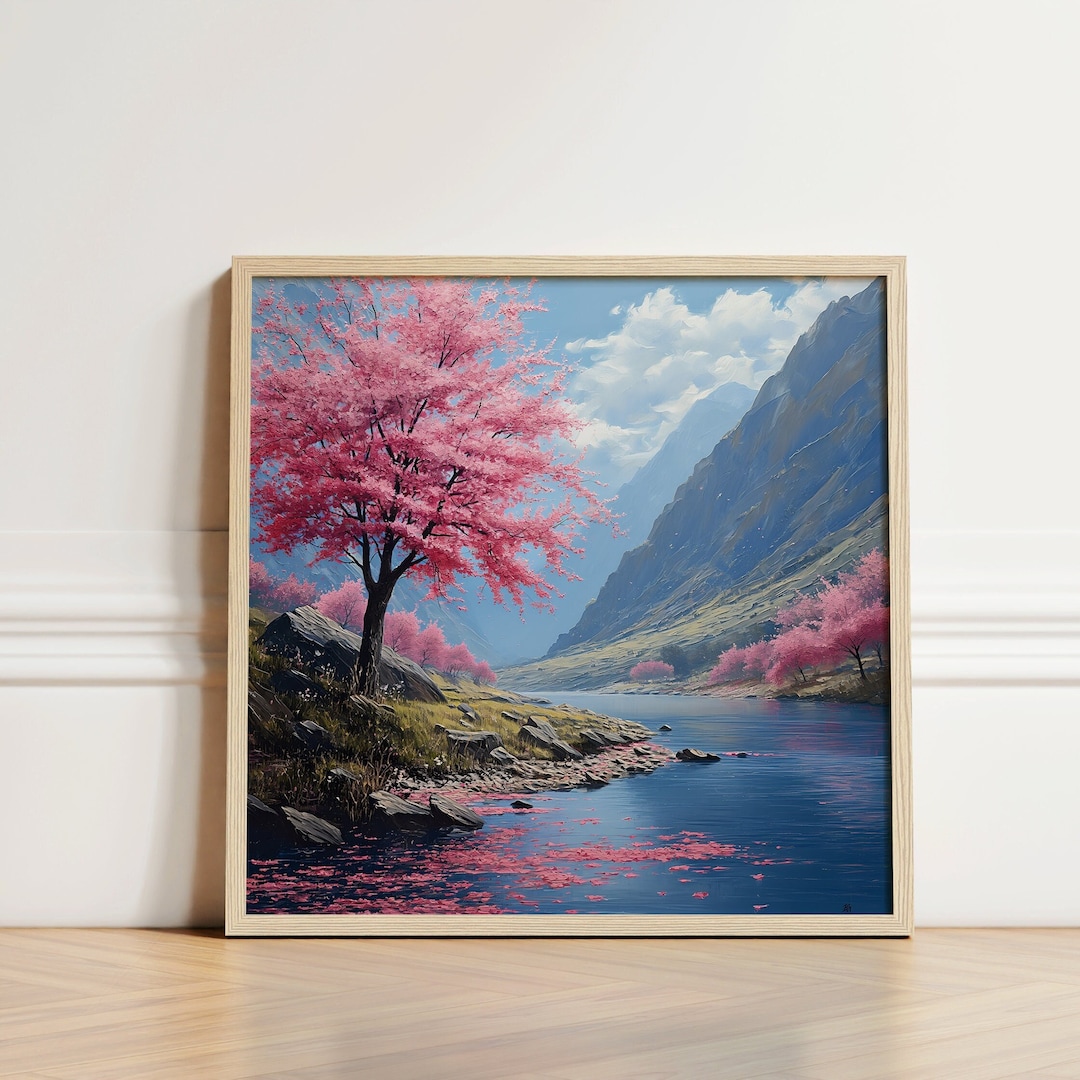 Cherry Blossom Tree Digital Print Cherry Blossom Oil Painting for ...