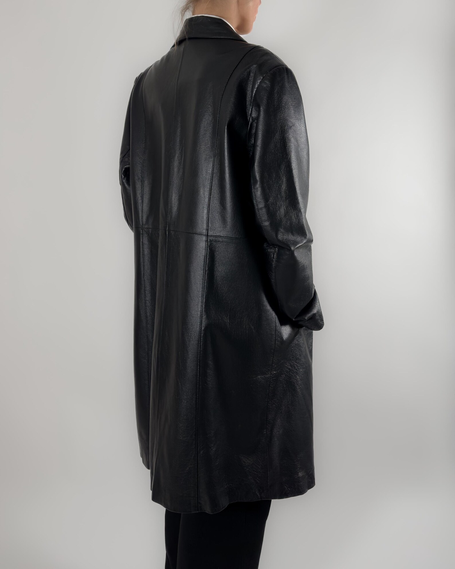 Vintage Genuine Leather Long Coat in Black - Etsy