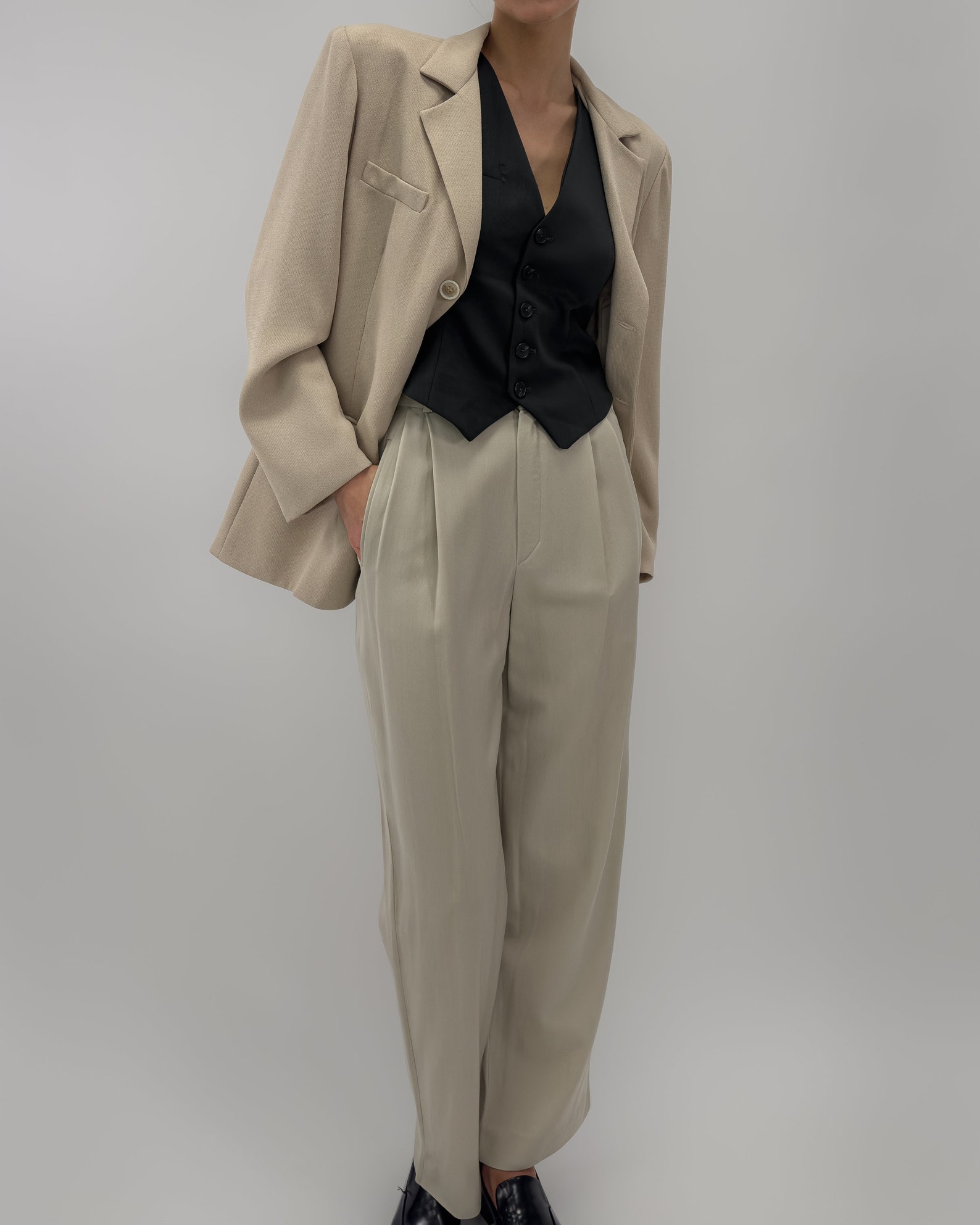 Vintage Cerruti 1881 Pleated High Rise Wool Trousers in Light Beige - Etsy