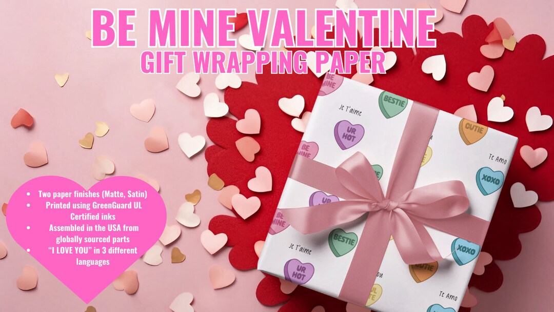 Be Mine Gift Wrapping Paper - Etsy
