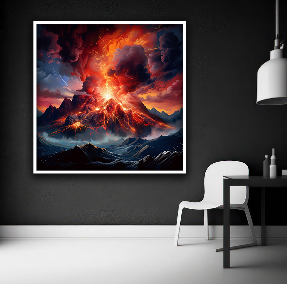 Volcano Eruption Canvas Wall Art, Volcano Erupting With Smoke Canvas ...