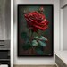 Red Rose Canvas, Red Rose Wall Art, Red Rose on the Branch Painting ...