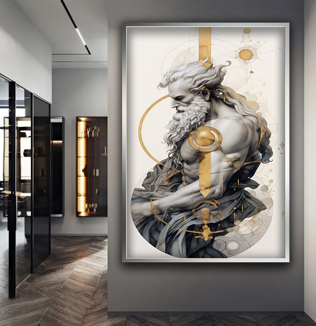 Statue of Zeus Canvas Painting, Greek God Wall Art, Greek Mythology ...