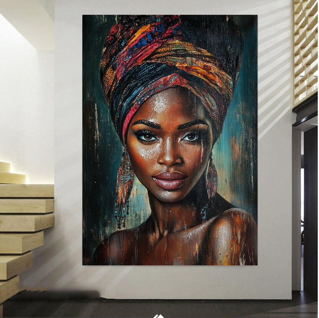 Black Woman Canvas Print, African Woman Wall Art, Ethnic Woman Canvas Painting, Ethnic Canvas ...