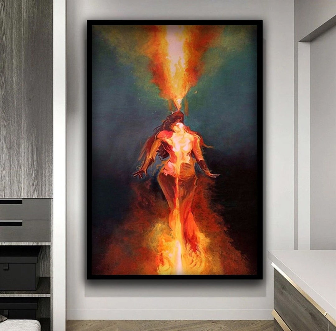 Fire Canvas Print, Surreal Fire Canvas Painting, Flame Print Art ...