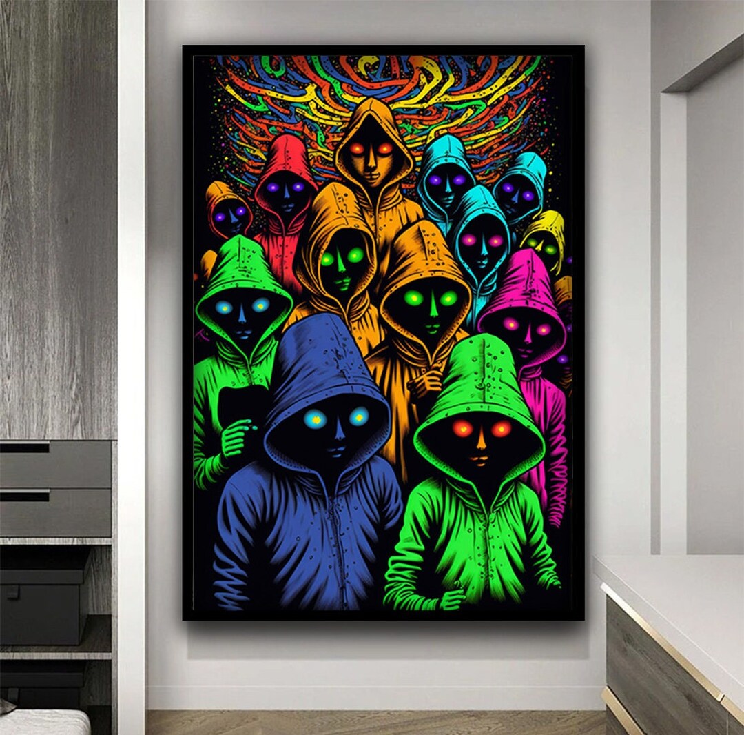 Alien Canvas, Alien Group Wall Art, Colorful Aliens Painting, Alien ...