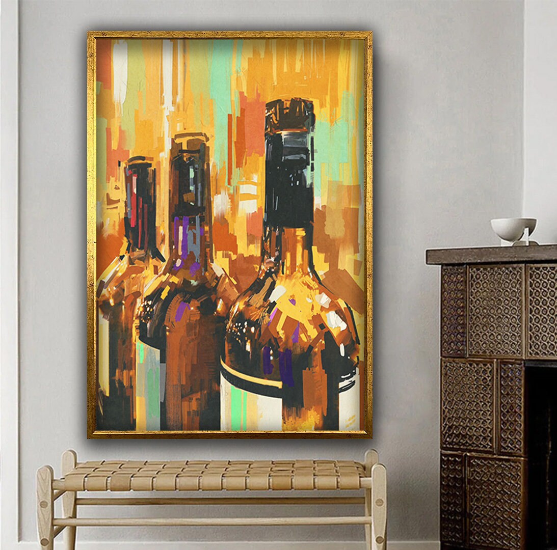 Wine Bottles Wall Art, Wine Canvas, Wine Painting, Wine Wall Art, Wine ...