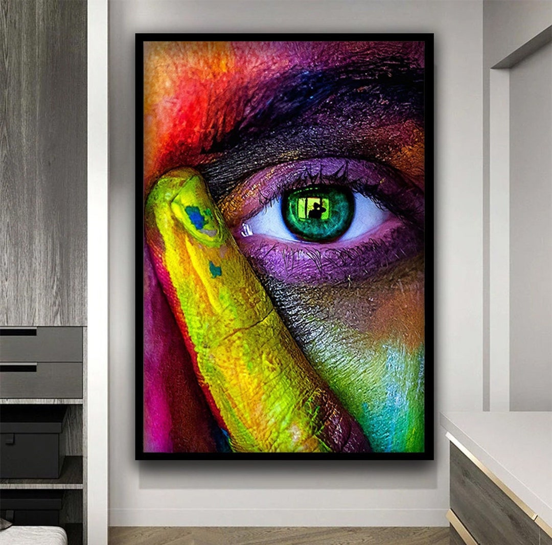 Painted Eye Canvas Art, Eye Wall Art, Colorful Eye Painting, Reflection ...