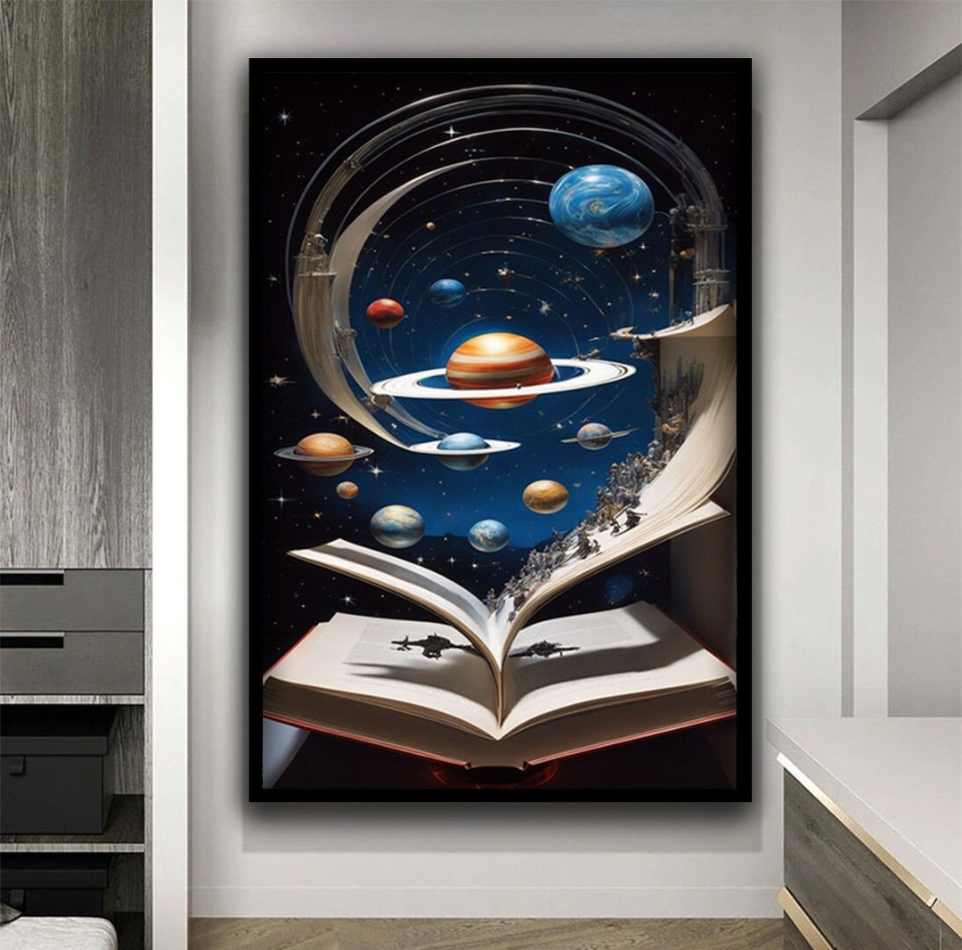 Planets Canvas Print, Universe Wall Art, Galaxy Poster, Space Painting ...