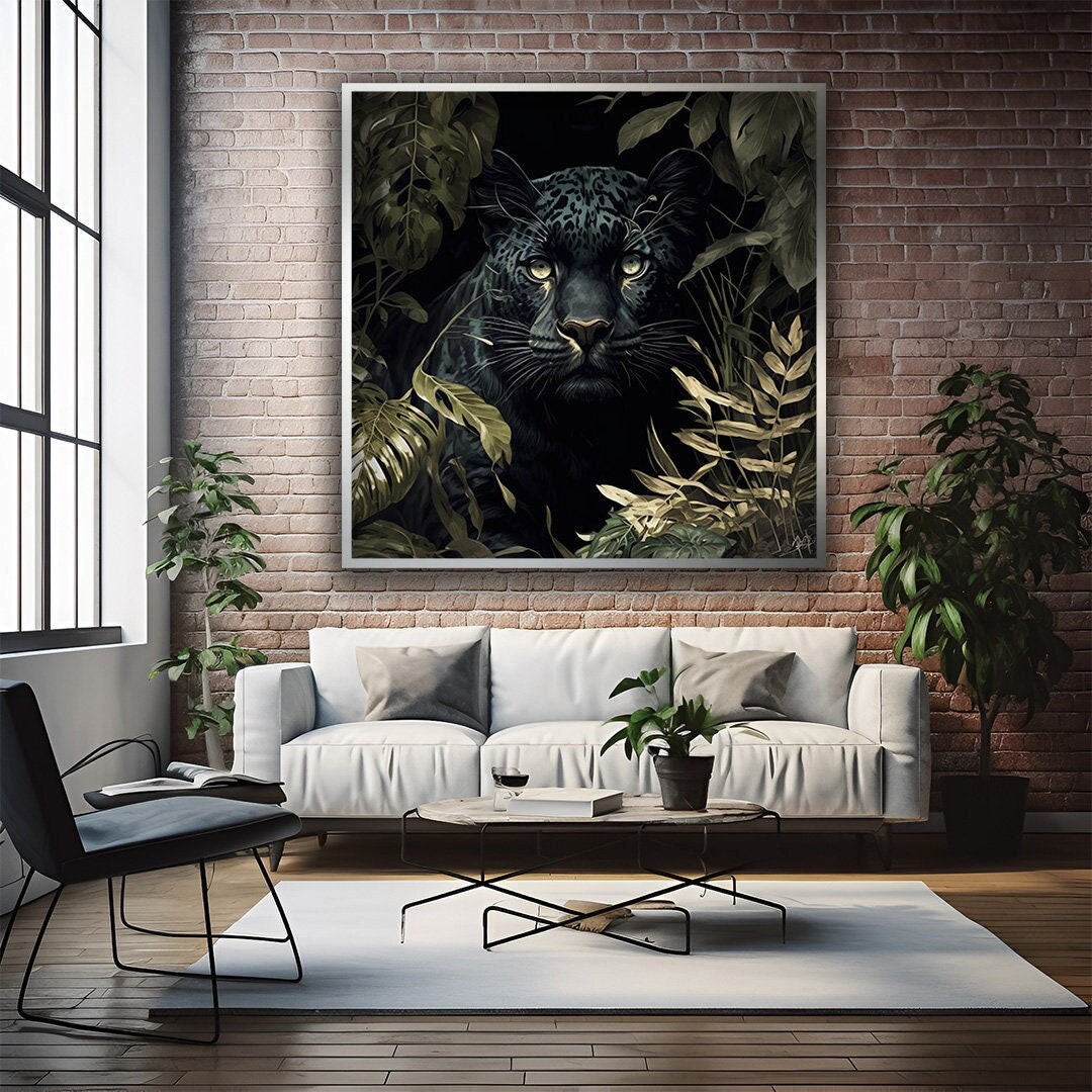 Black Panther in the Jungle Canvas Painting, Black Panther Canvas Print ...