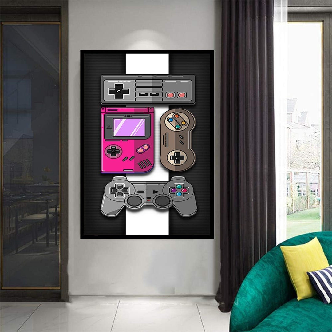 Retro Video Game Controller Canvas Print, Game Console Canvas Painting ...