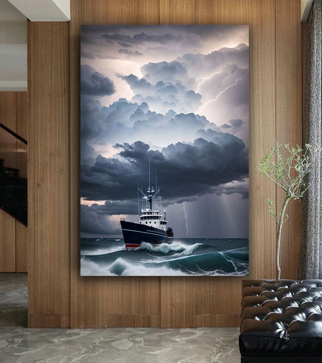 Ship Canvas, Ship in Stormy Sea Wall Art, Sea Canvas, Ship Wall Art ...