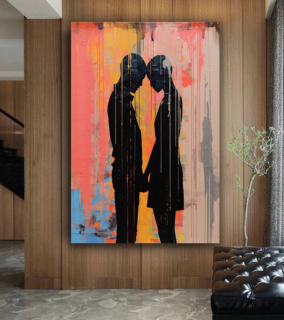 Romantic Wall Art, Couple in Love Canvas, Love Print, Love Hearth ...