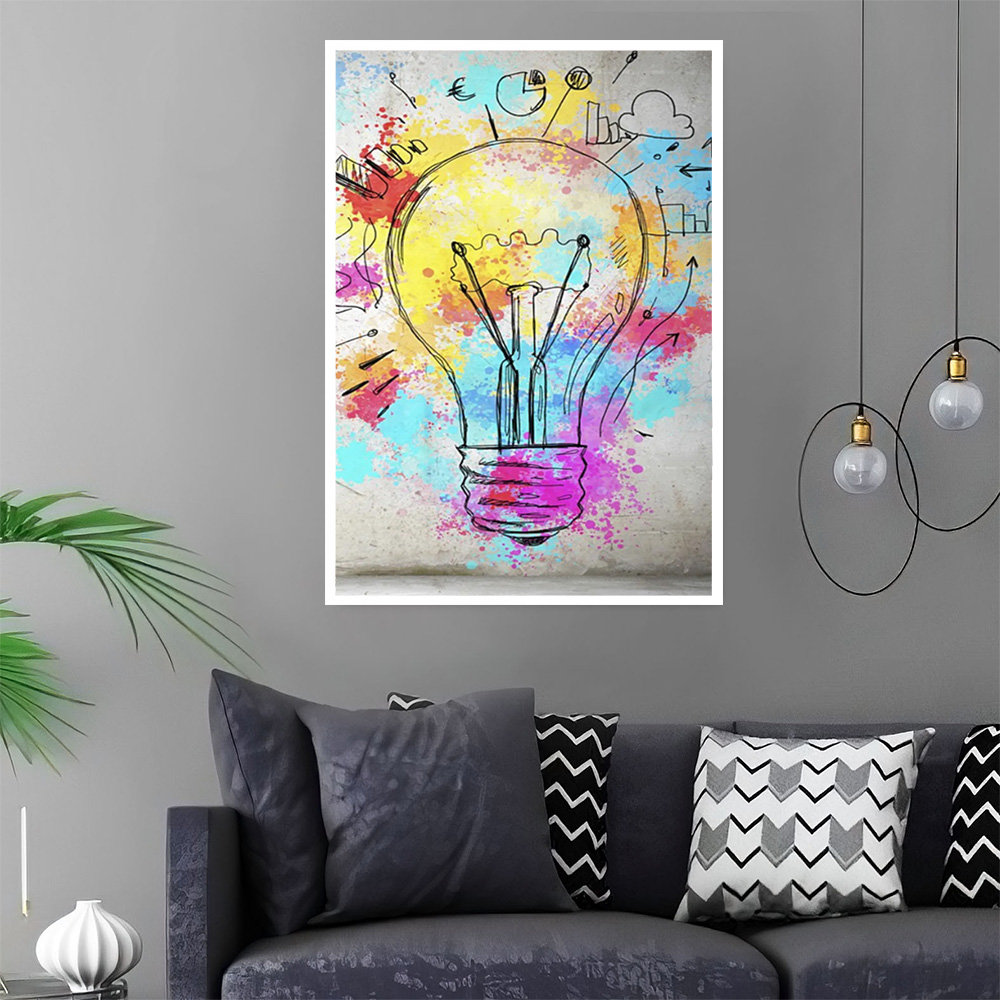 Light Bulb Abstraction Canvas Print, Light Bulb Wall Art, Colorful ...
