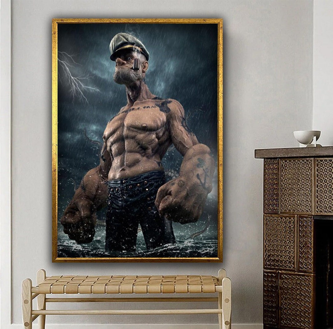 Popeye Canvas Print, Popeye Wall Art, Captain Poster, Captain Painting ...